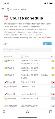 Notion Course Schedule Template