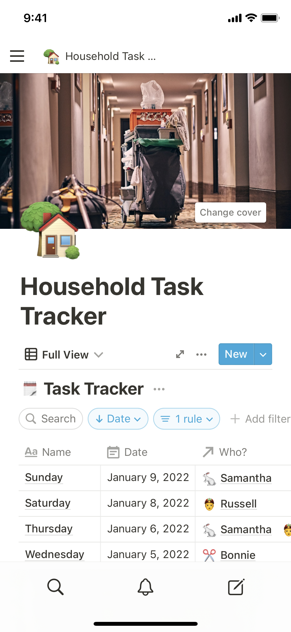 Notion Template Gallery – Household task tracker