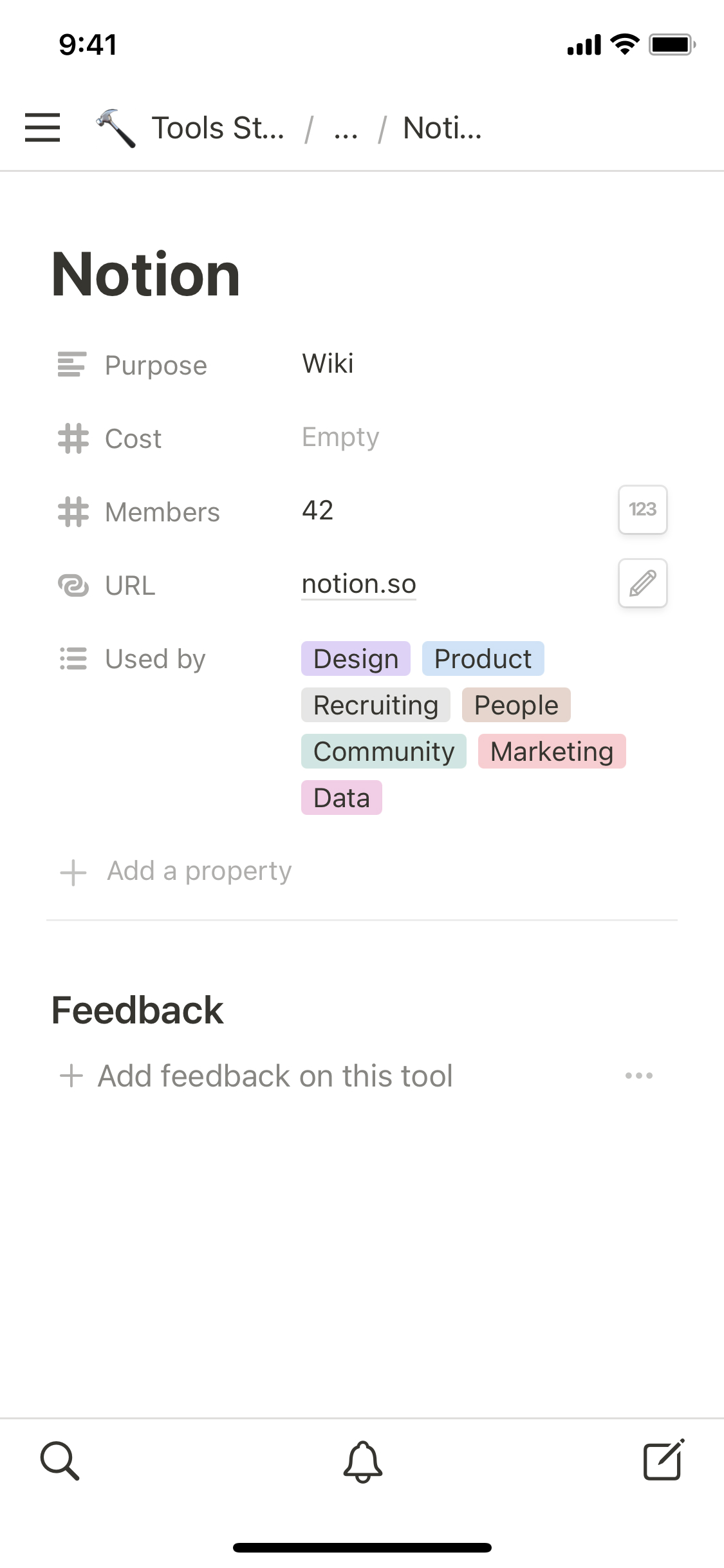 Notion Template Gallery – Tools stack