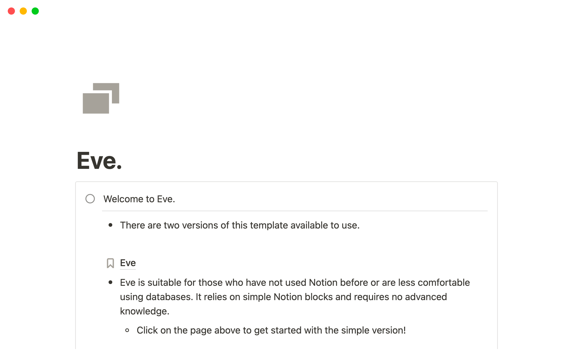 Eve. | Notion Template