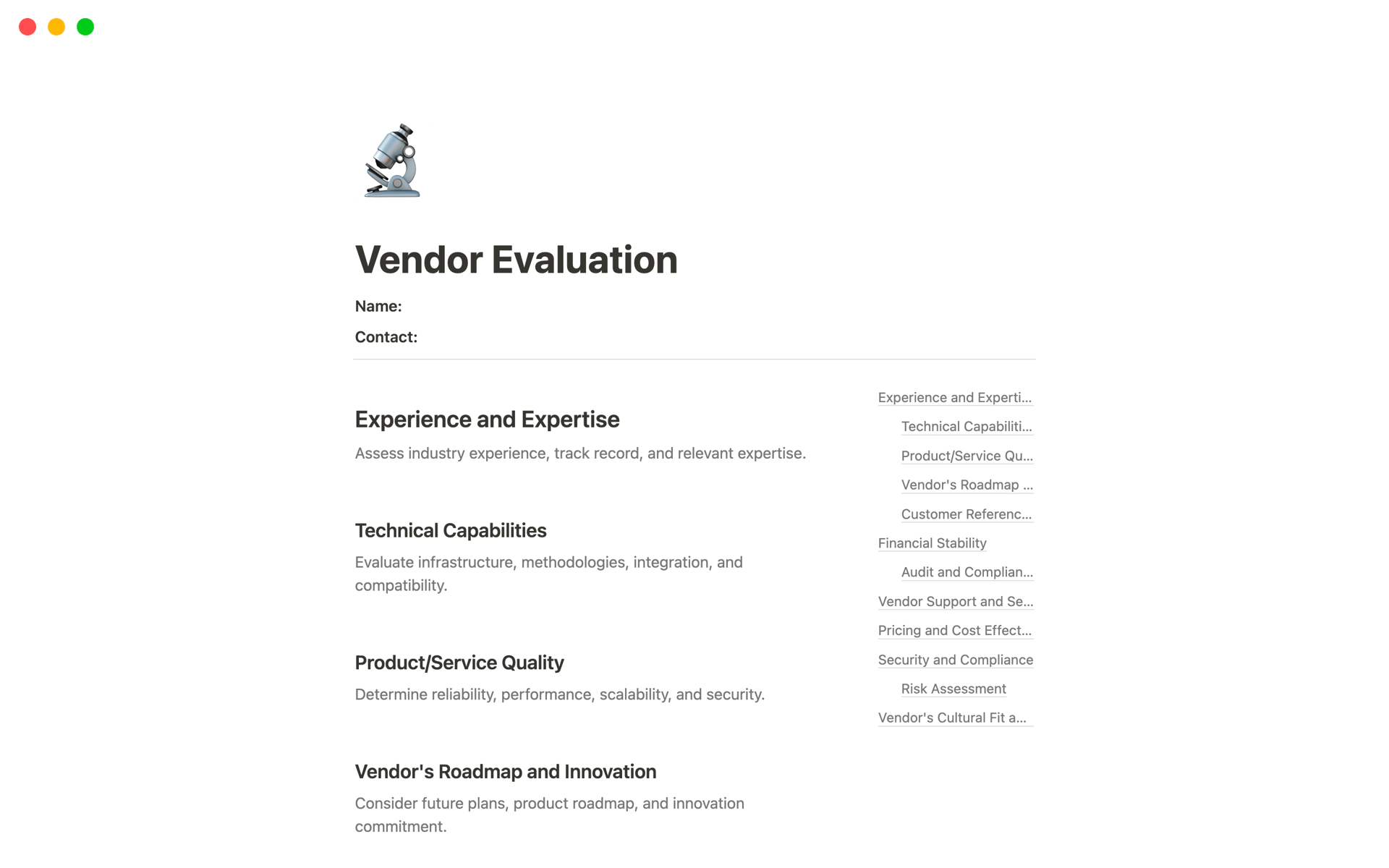 Vendor Technical Evaluation Template - Alberguepankotsi