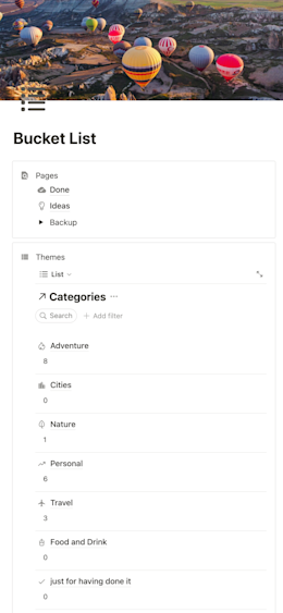 Notion Template Gallery Notion Bucket List