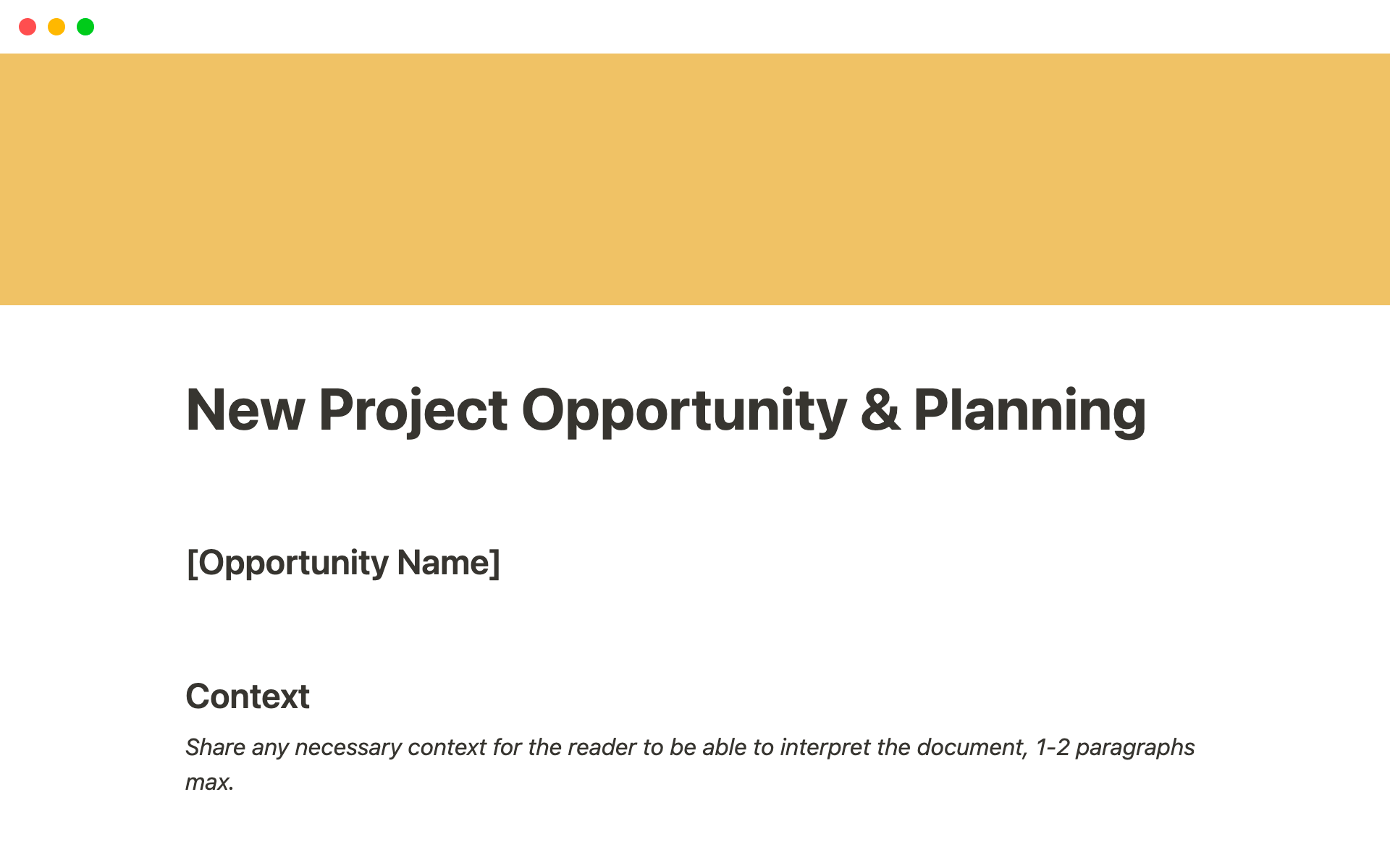 New Project Opportunity & Planning | Notion Template