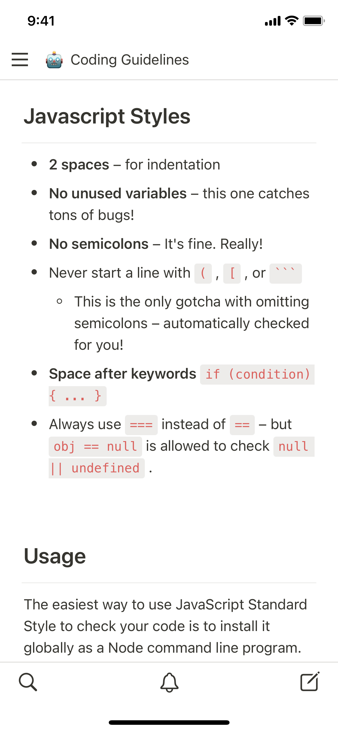 Notion Template Gallery – Coding guidelines