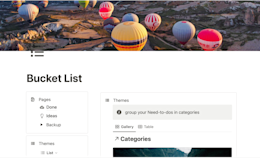 Notion Bucket List Notion Template