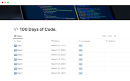 100 Days Of Code Notion Template