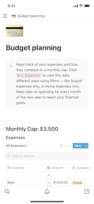 Notion Template Gallery Budget Planning