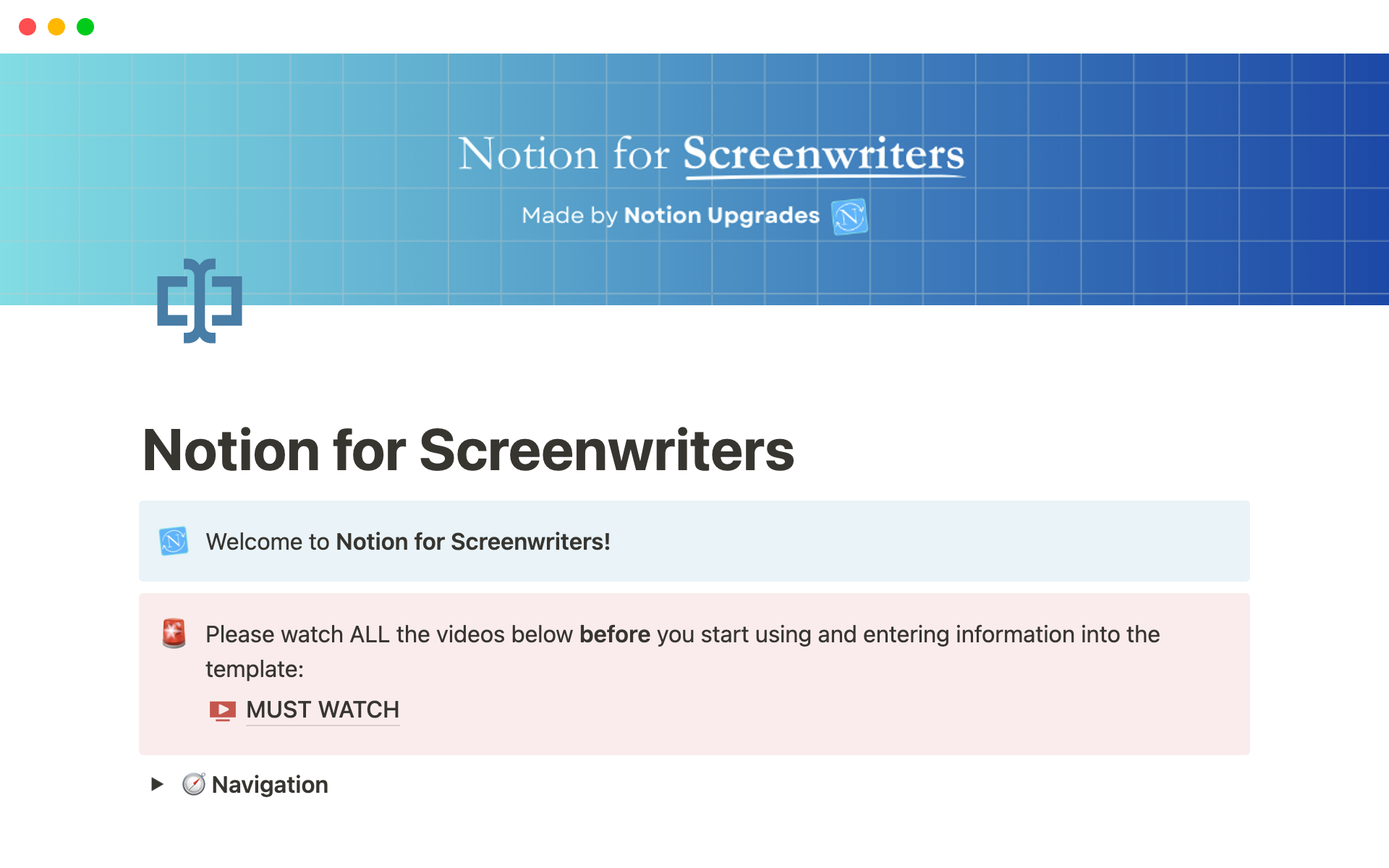 Notion for Screenwriters | Notion Template