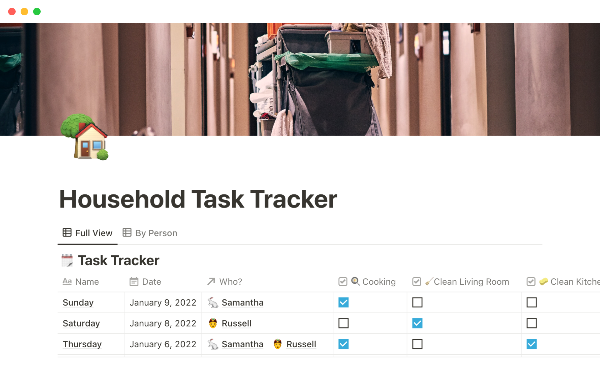 Notion Template Gallery – Household task tracker