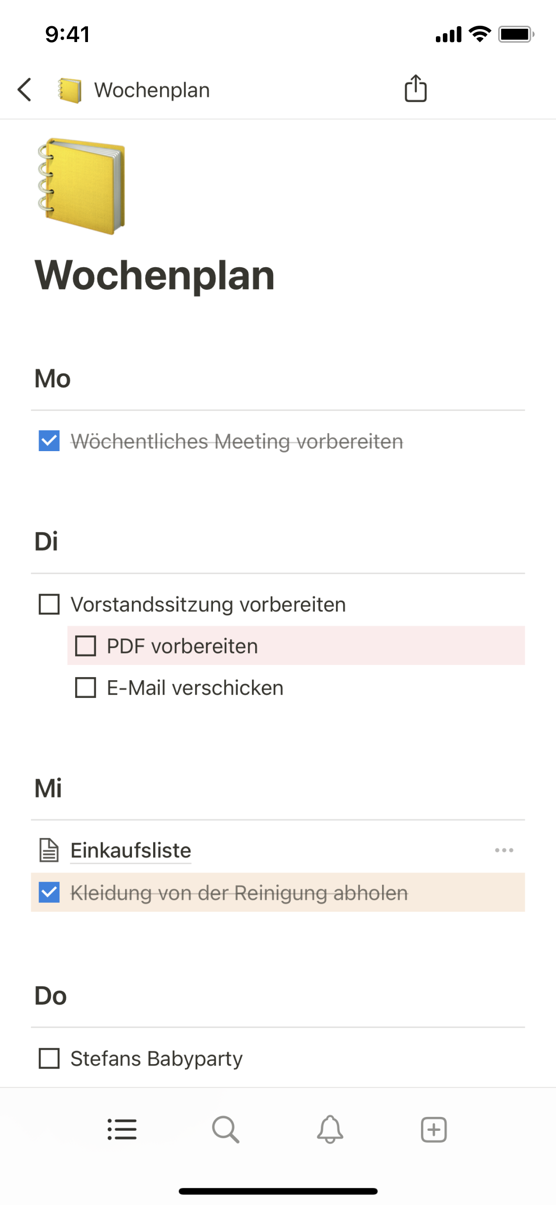 Notion Vorlagengalerie – Wochenplan