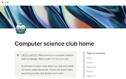 Notion Template Gallery Computer Science Club Home