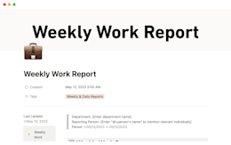 Weekly Work Report Notion Template