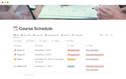 Course Schedule Notion Template Notion Template