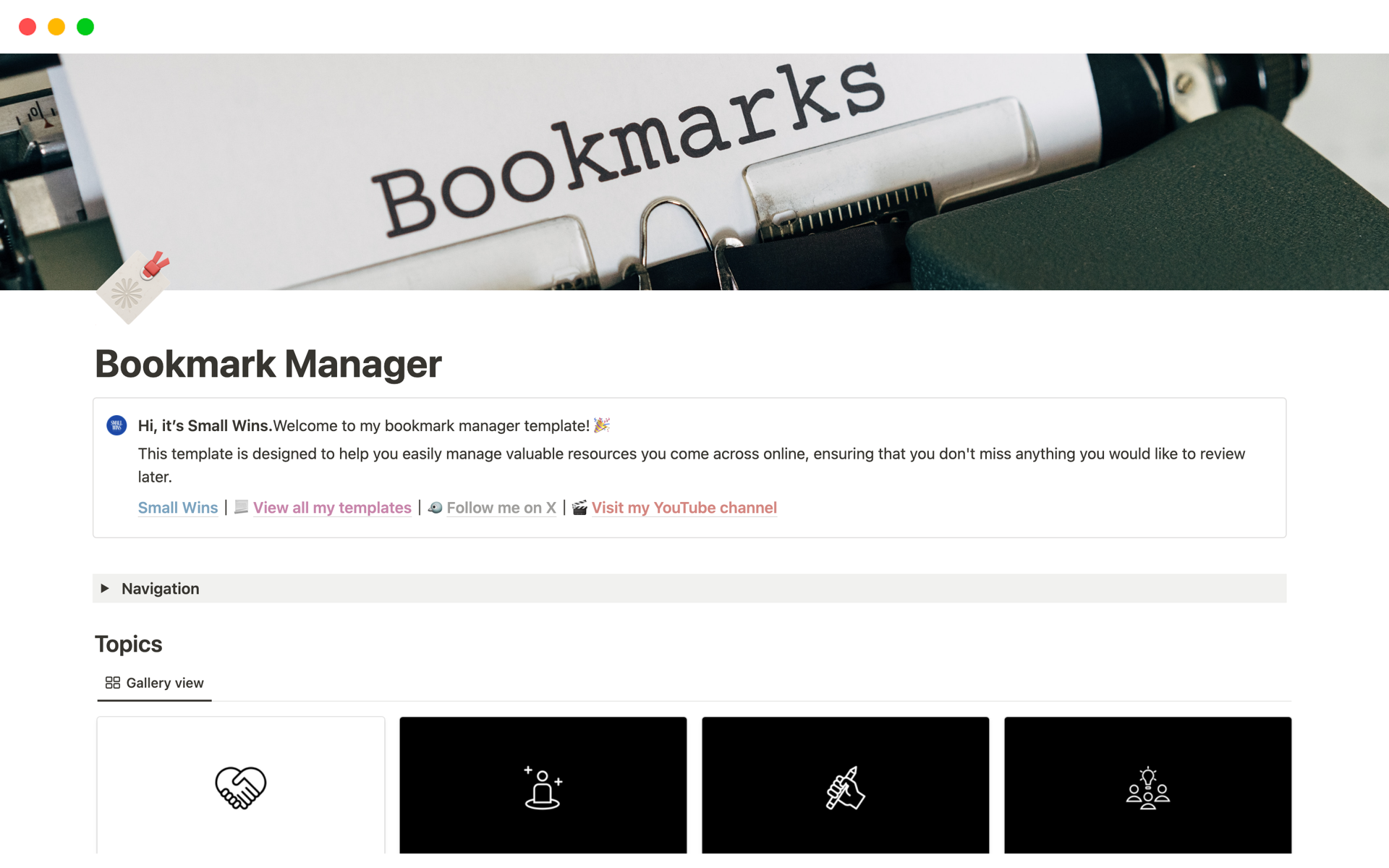 Bookmark Manager | Notion Template