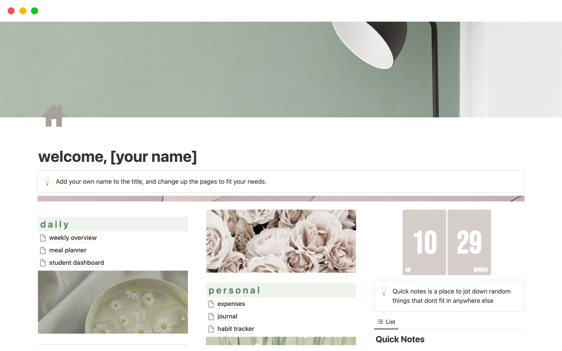 Personal Hub | Notion Template