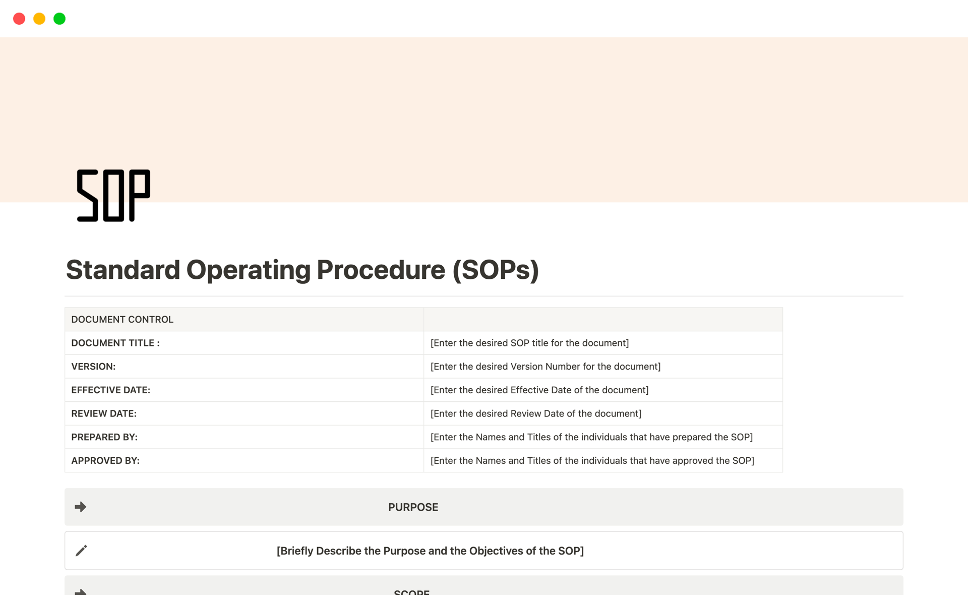 Standard Operating Procedure (SOPs) | Notion Template