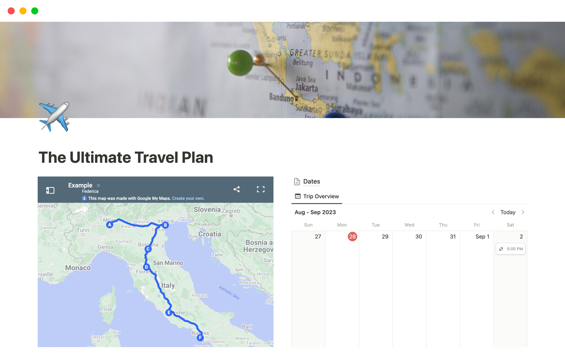 The Ultimate Travel Plan | Notion Template