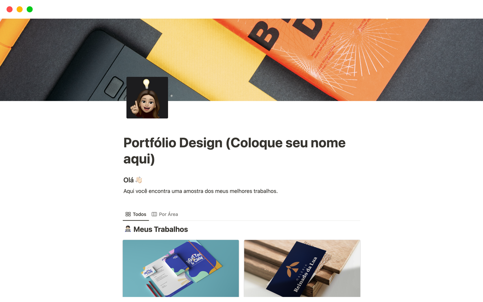 Galeria de modelos do Notion — Portfólio Design