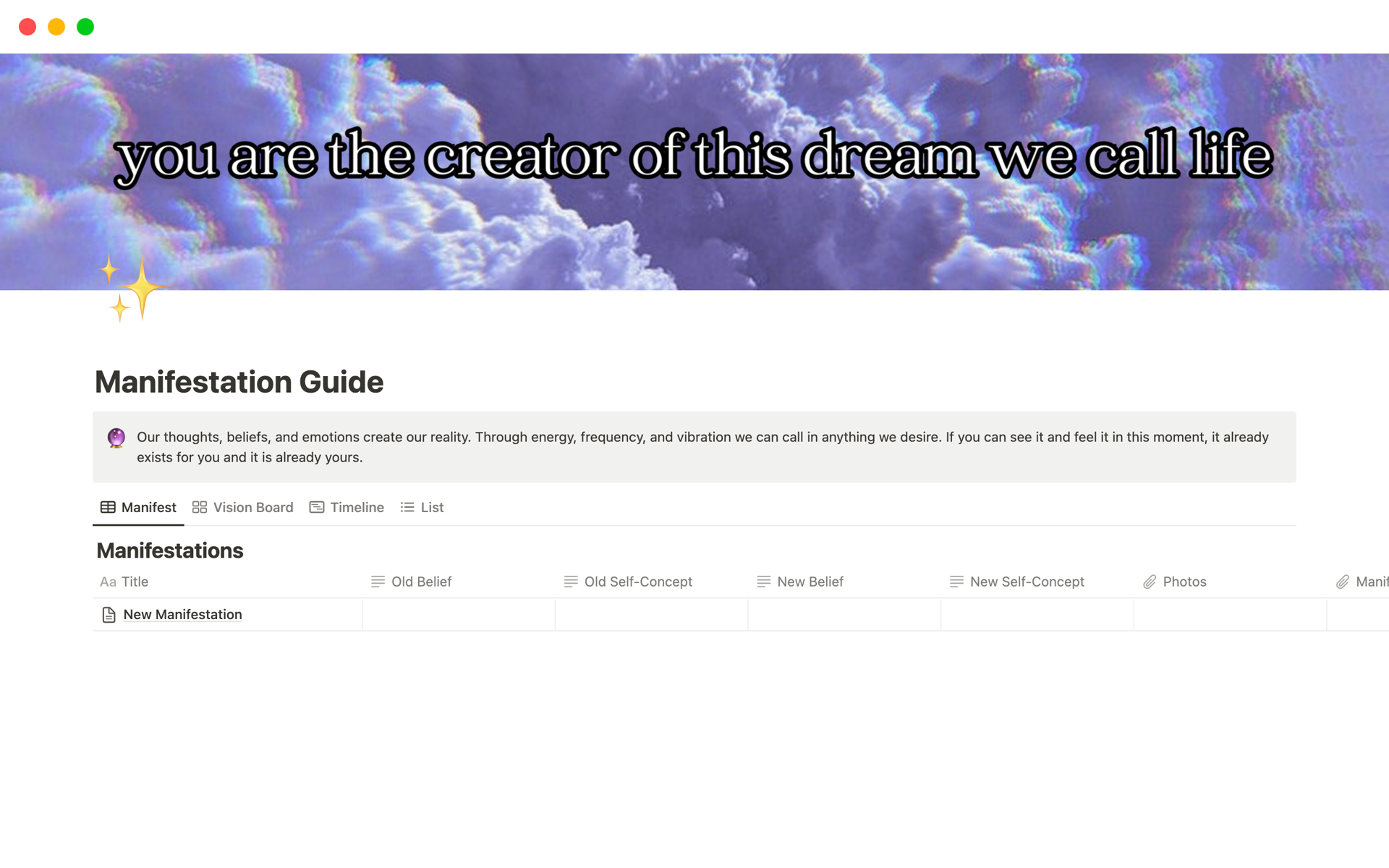 Manifestation Guide | Notion Template Manifestation Guide | Notion Template