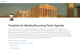 Weekly Recurring Tasks Agenda Notion Template