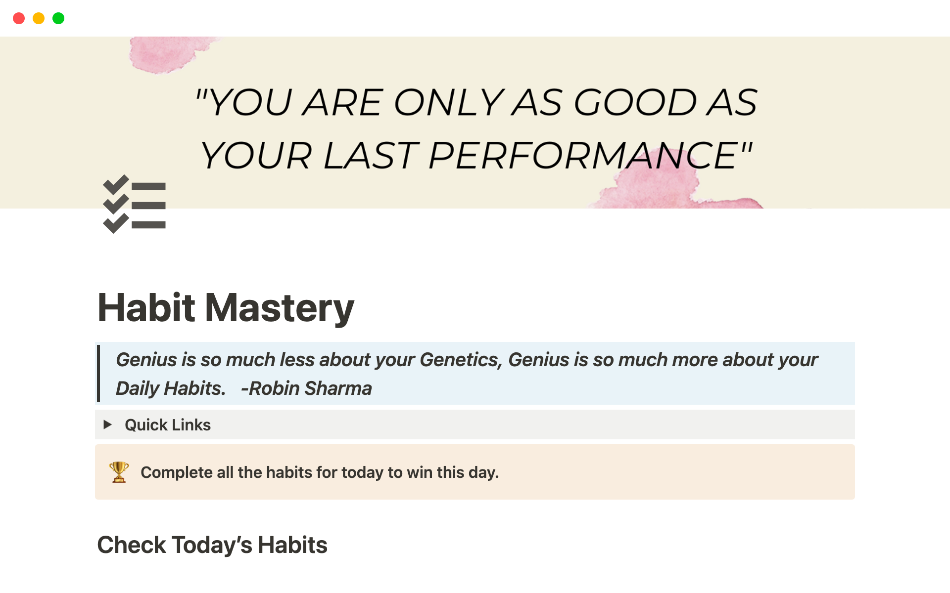 Habit Mastery | Notion Template
