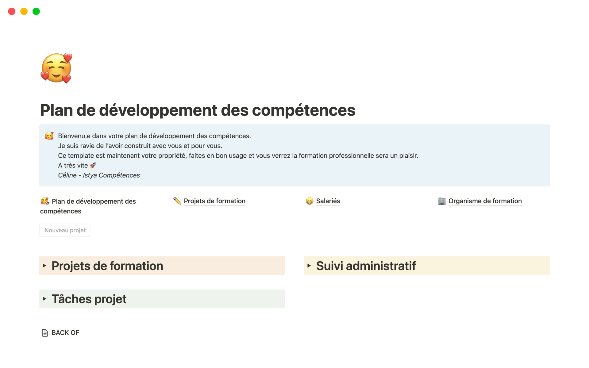 Plan de développement des compétences | Modèle Notion