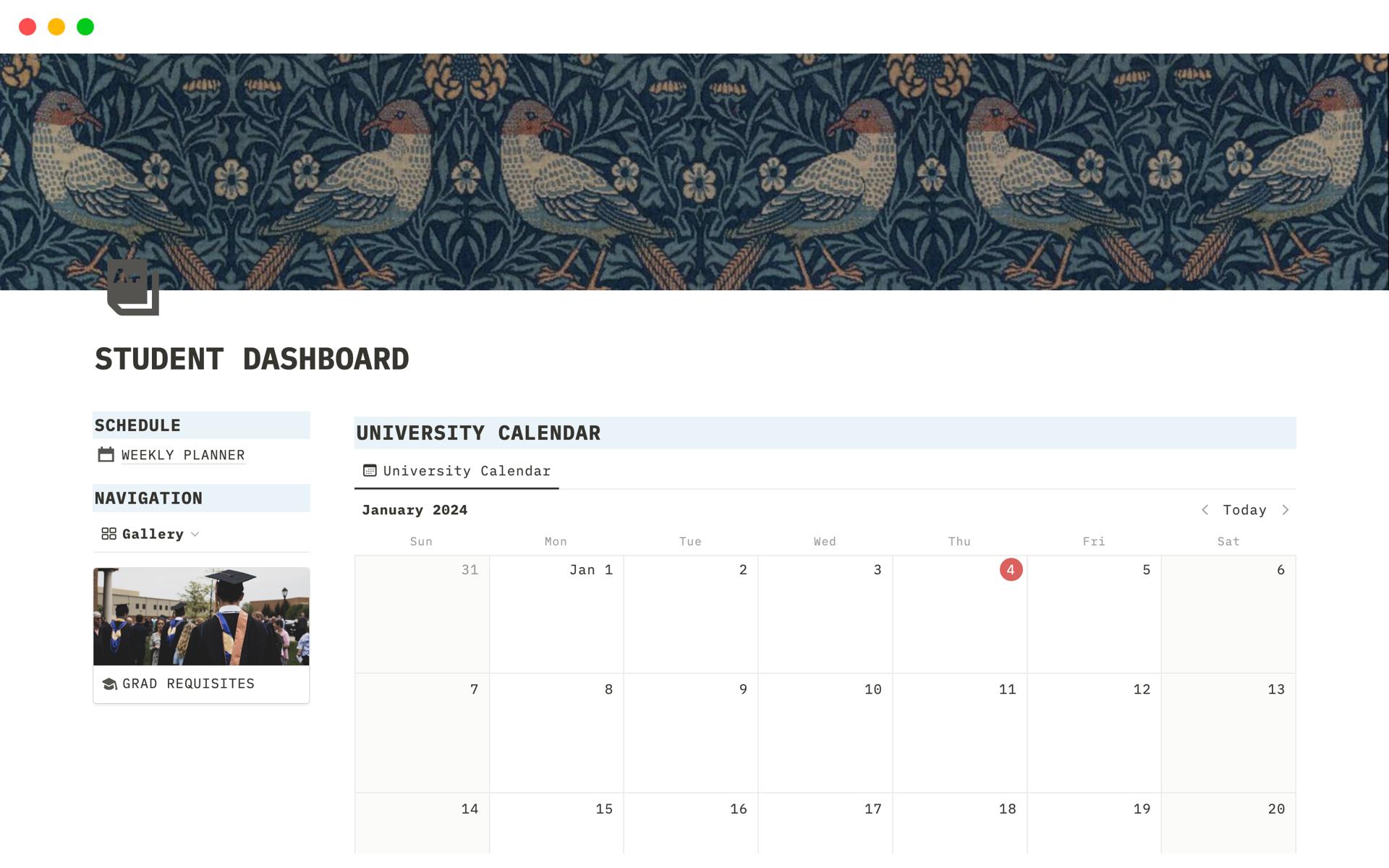Student Dashboard | Notion Template