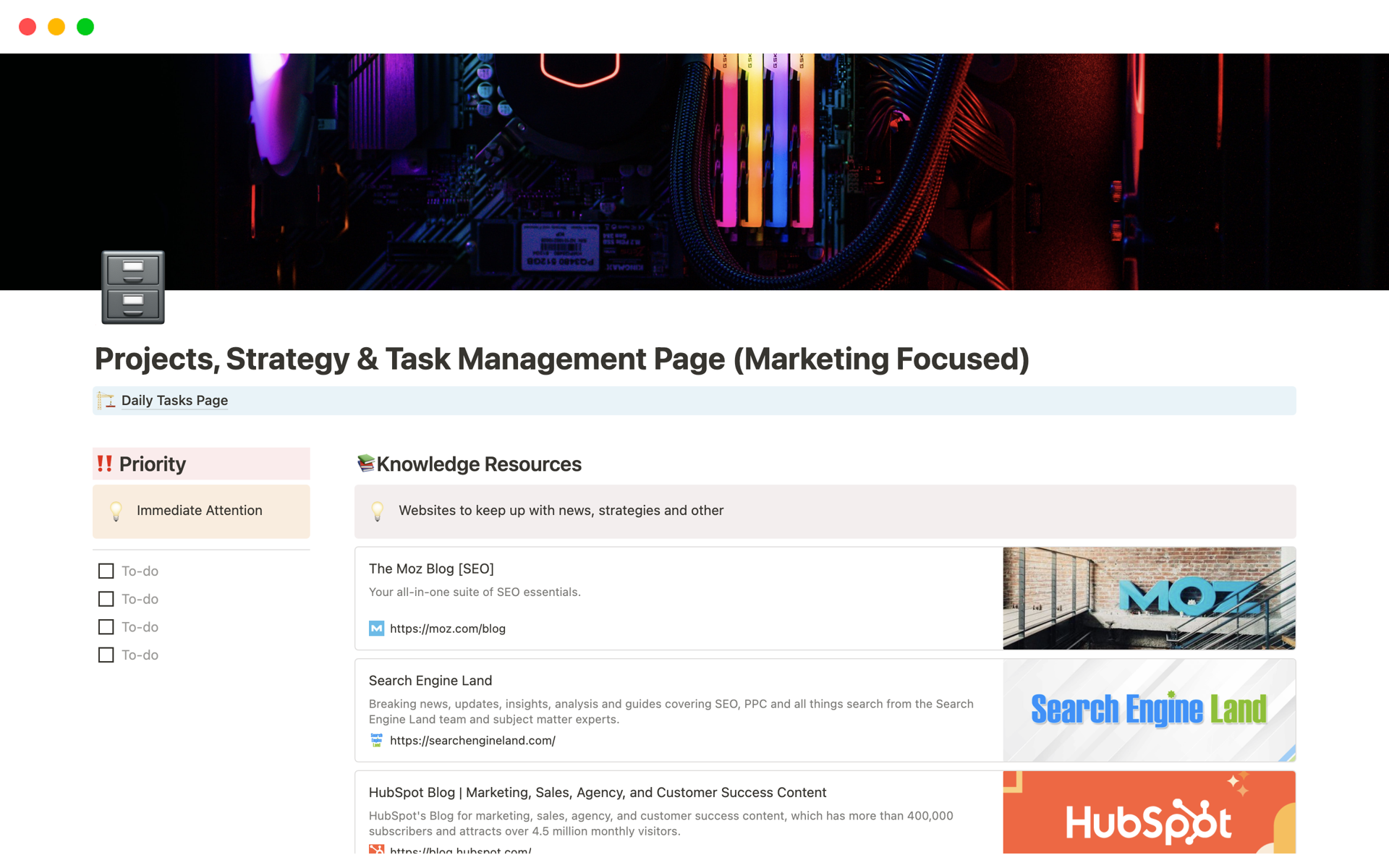 Projects, Strategy & Task Management Page | Notion Template