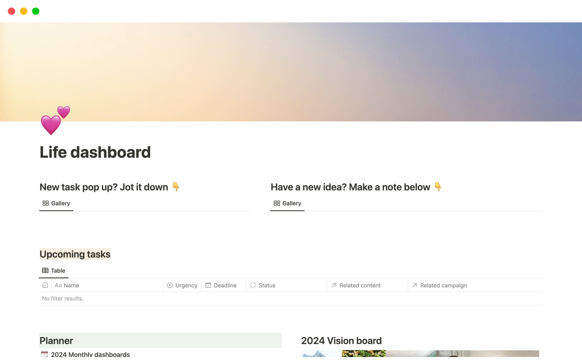 2024 Life dashboard for creatives | Notion Template