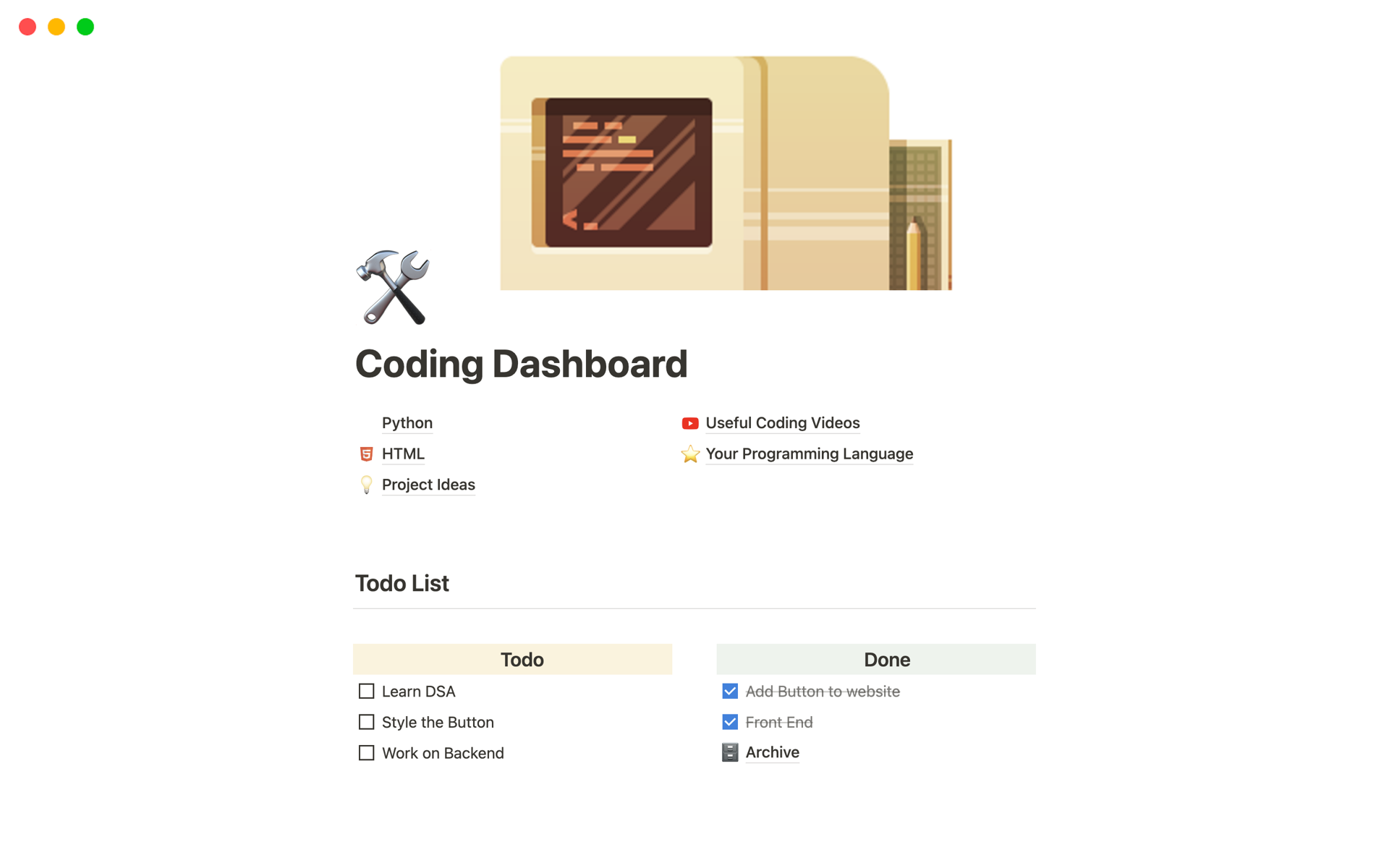 Discipline Os For Coding Notion Template