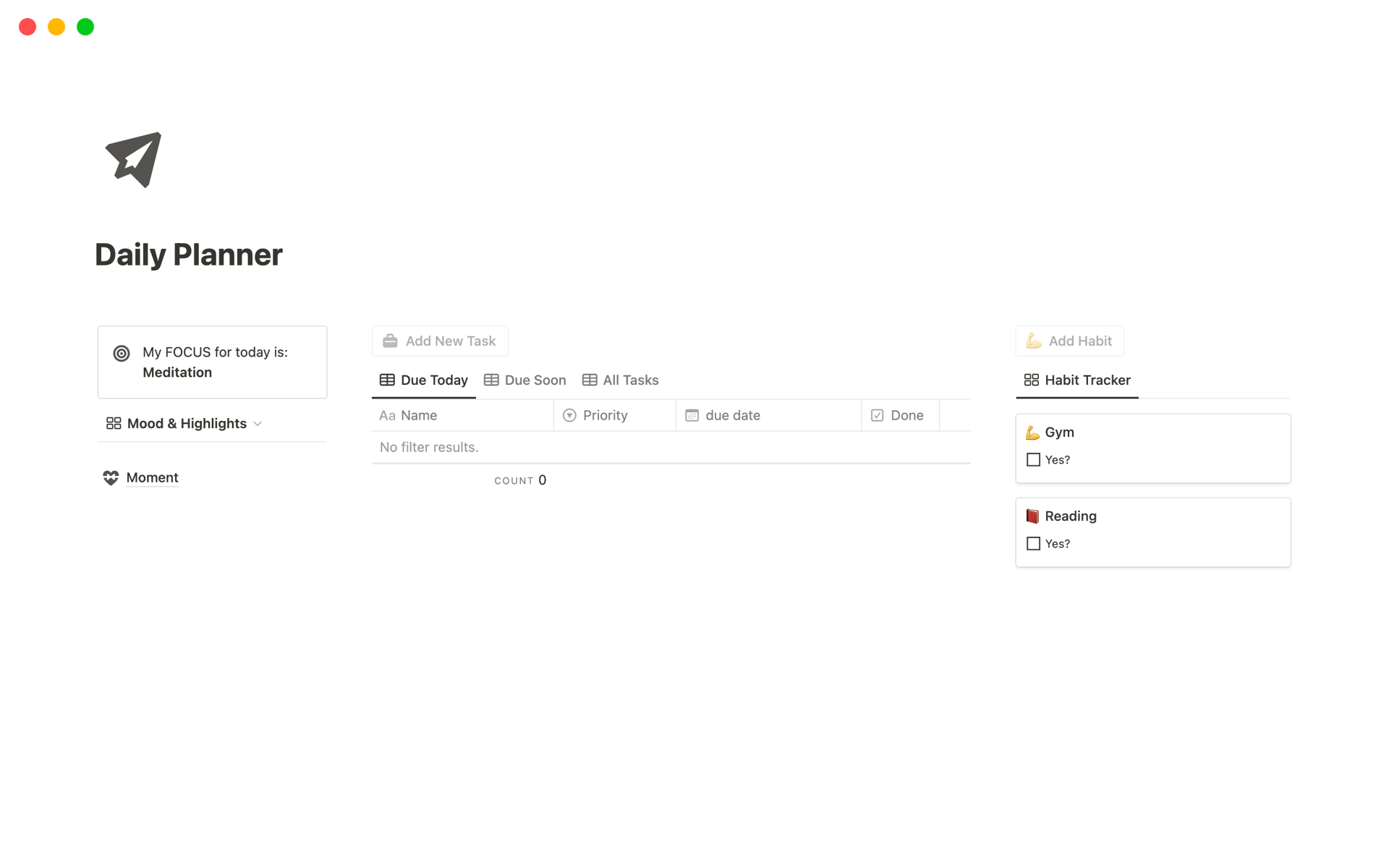 Daily Planner | Notion Template