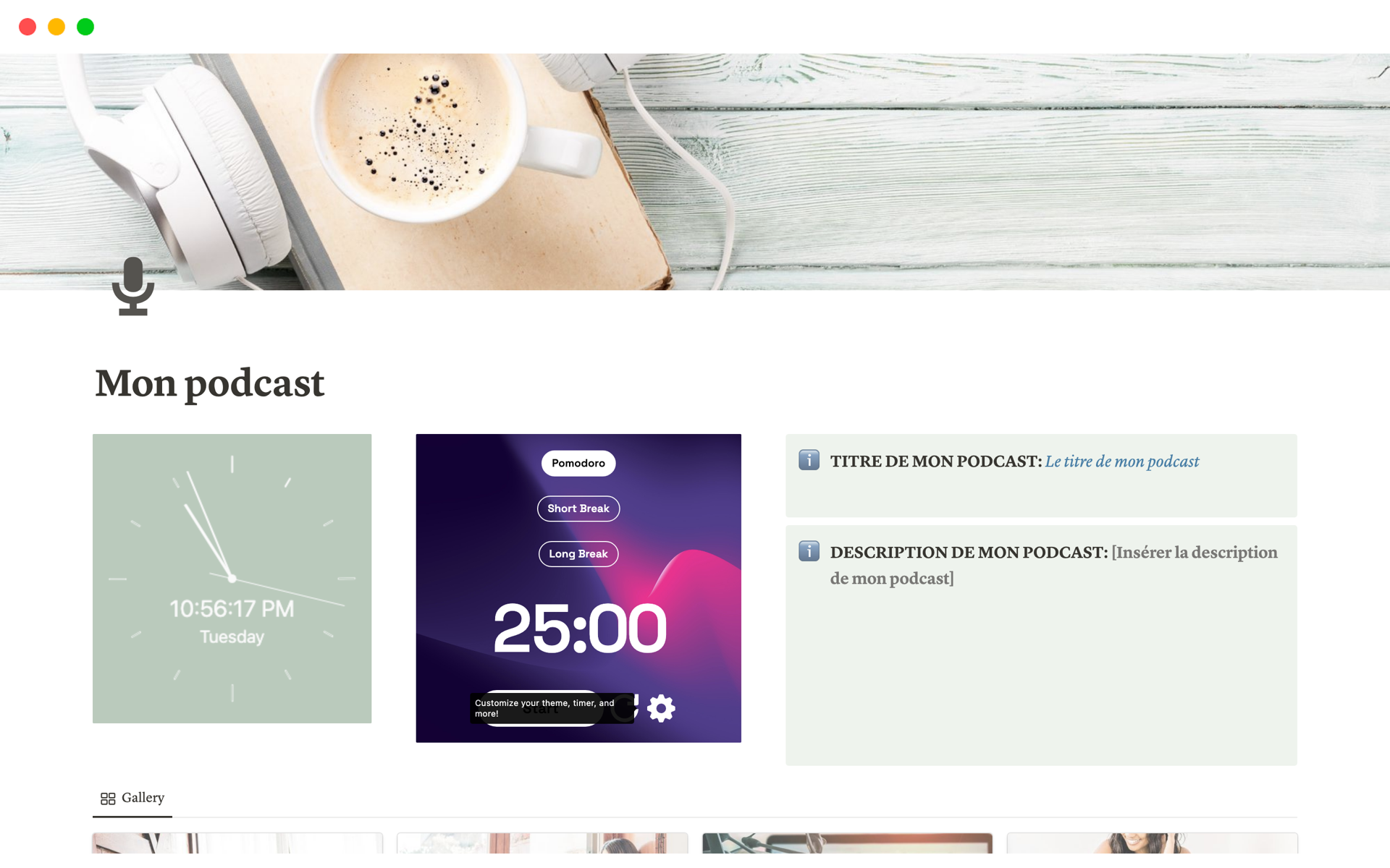 Mon podcast | Modèle Notion
