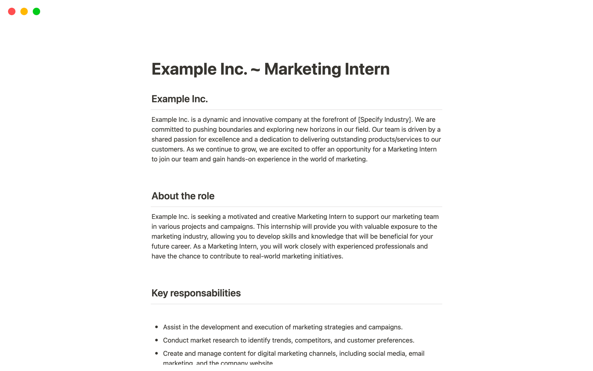 Job Description | Notion Template
