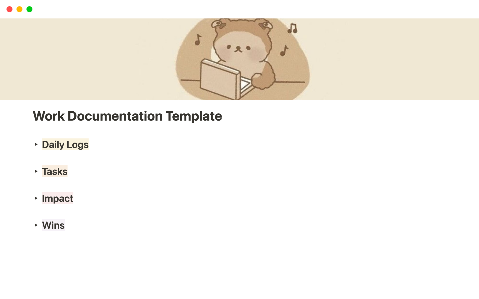 Work Documentation | Notion Template