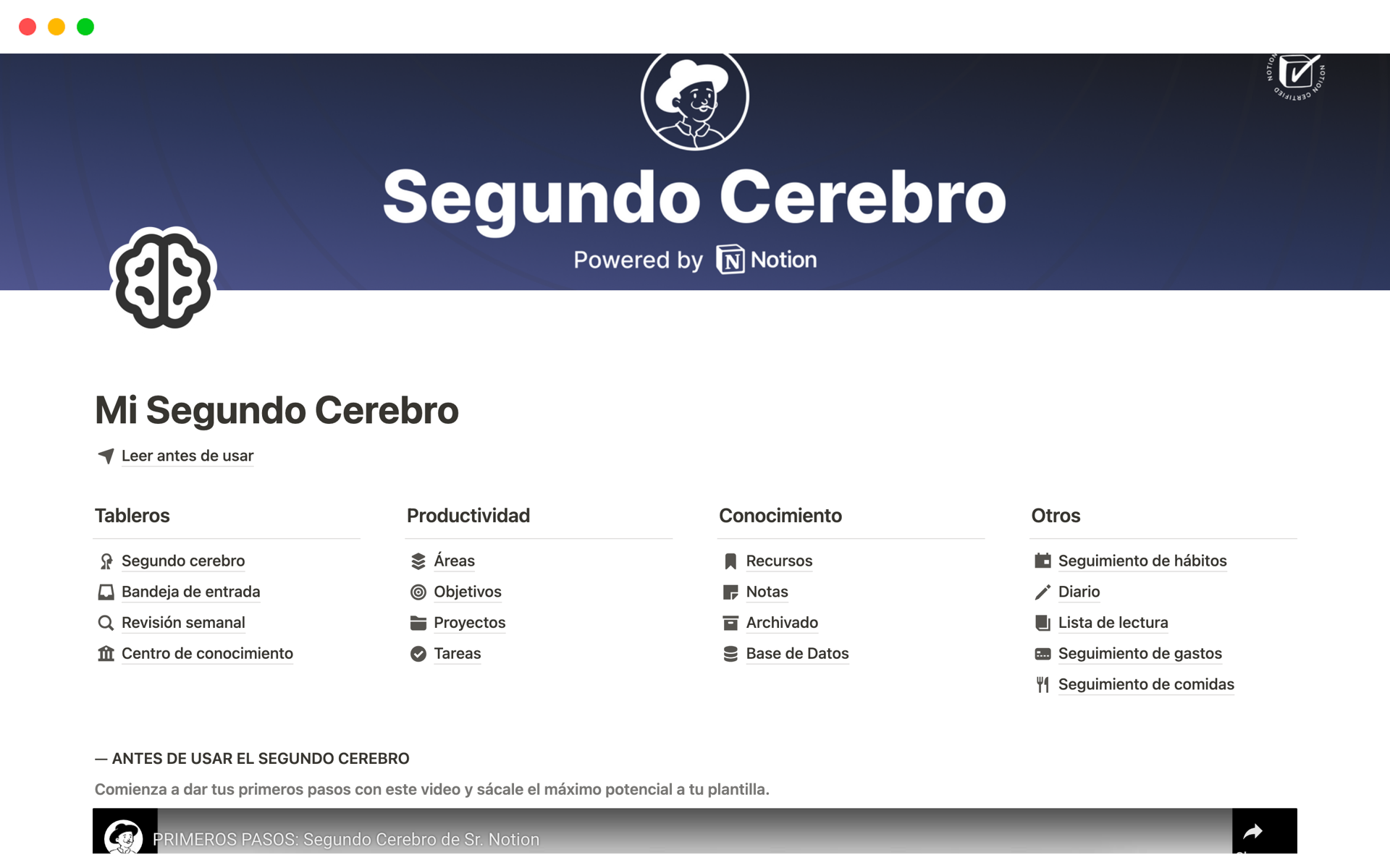Mi Segundo Cerebro | Plantilla de Notion
