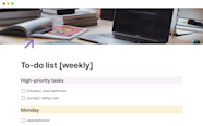 To do List weekly Notion Template