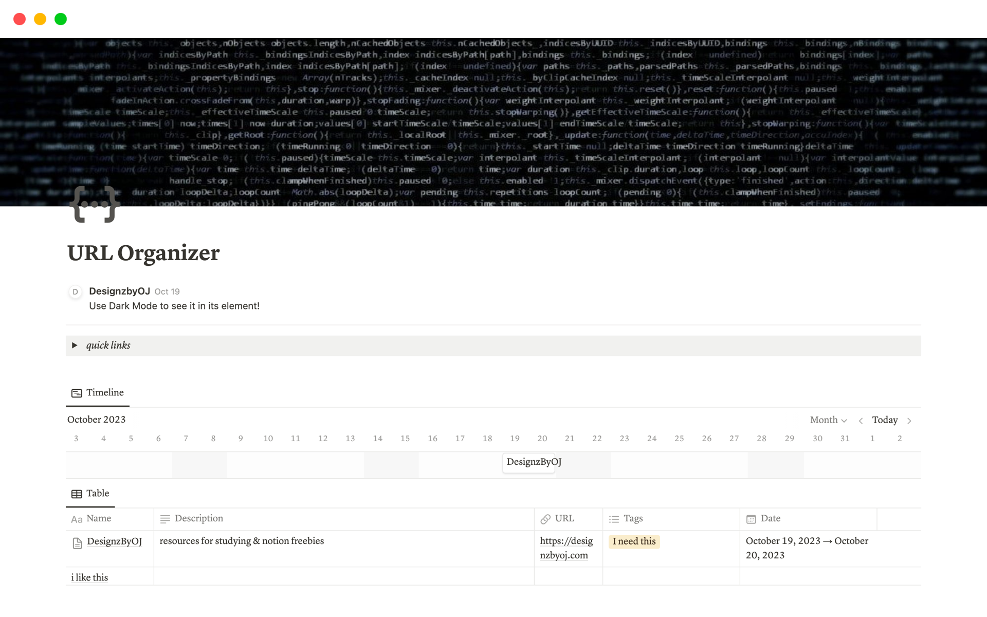 URL Organizer | Notion Template