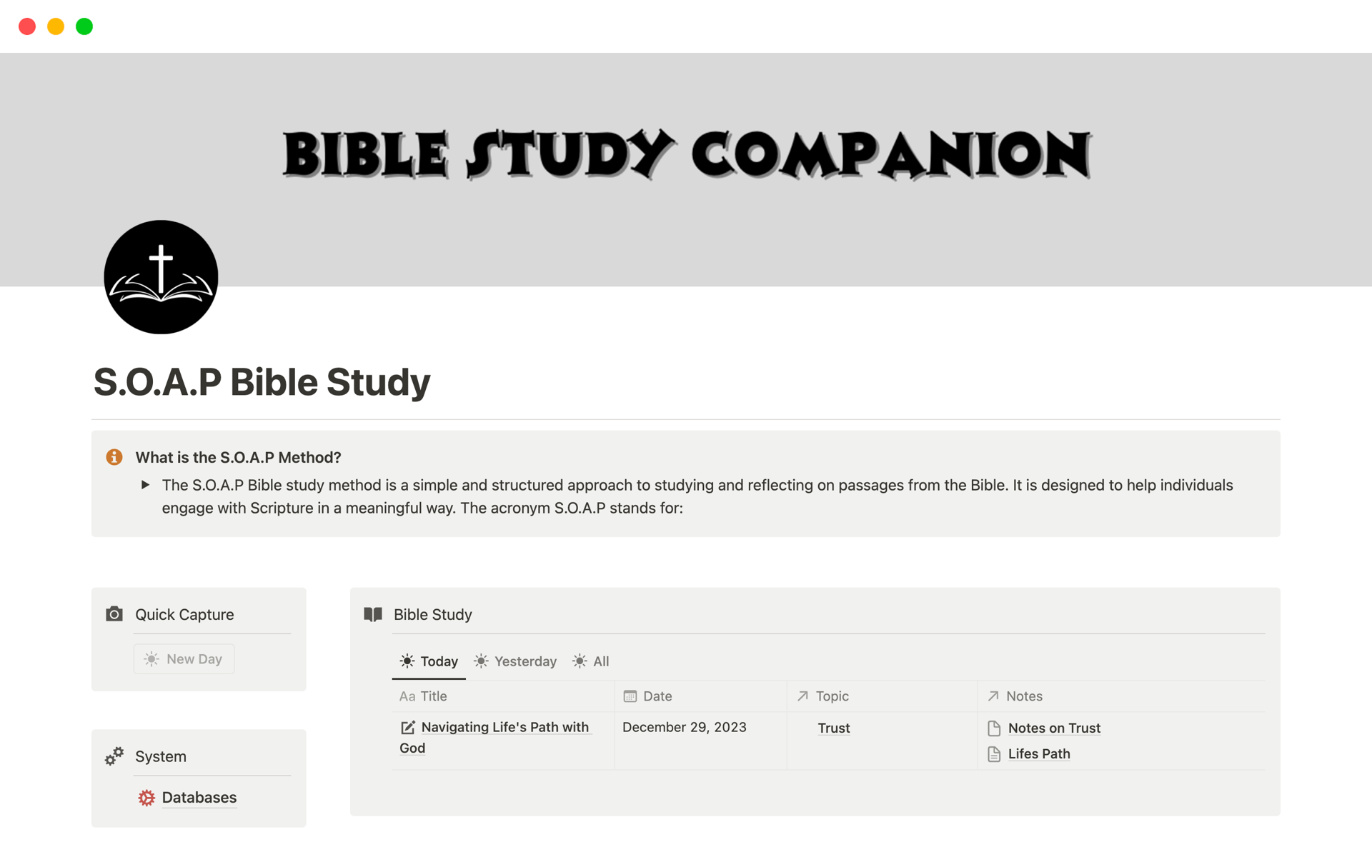 Bible Study Companion | Notion Template Bible Study Companion | Notion Template