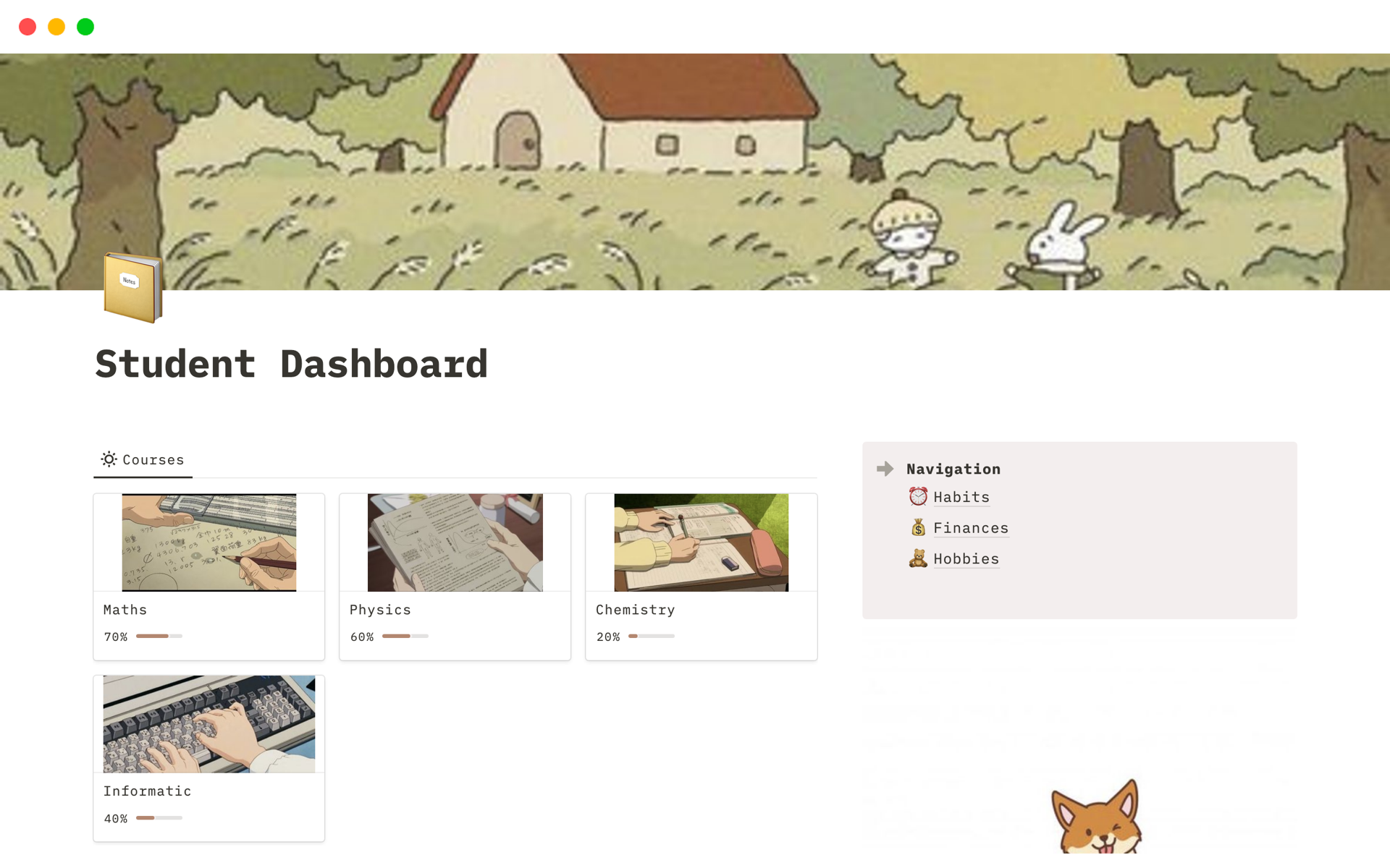 Student Dashboard | Notion Template