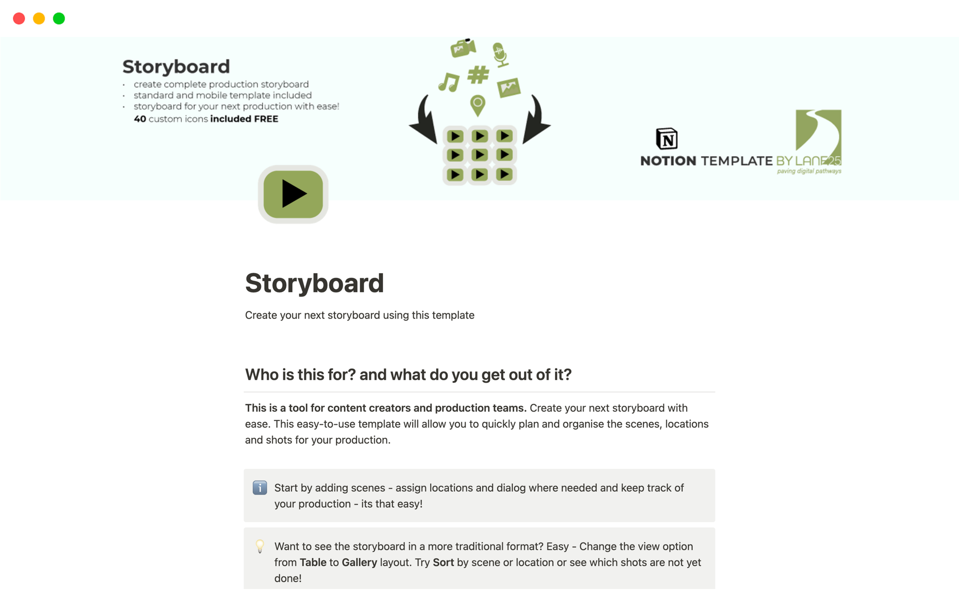 Storyboard | Notion Template Storyboard | Notion Template