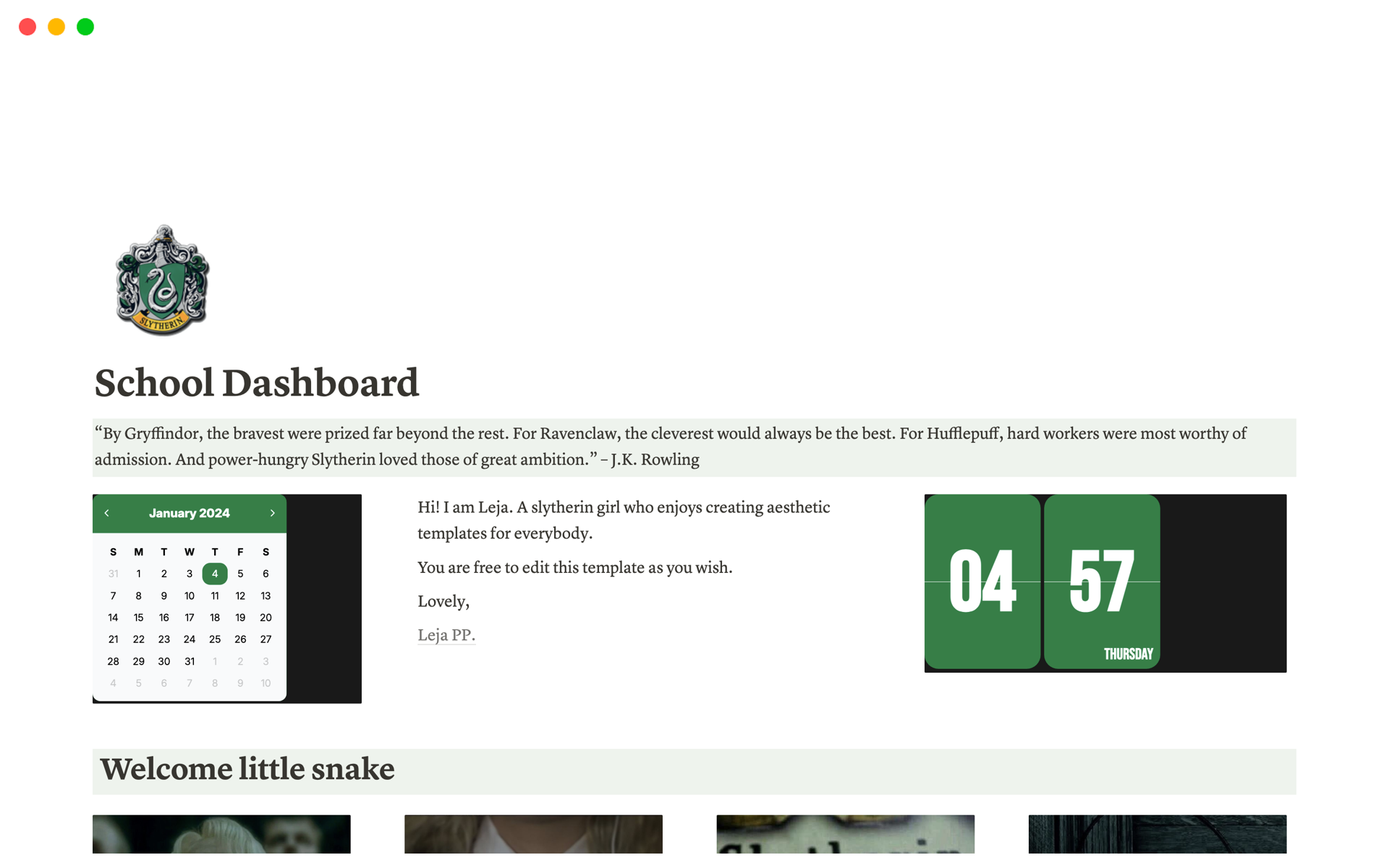 School Dashboard | Notion Template