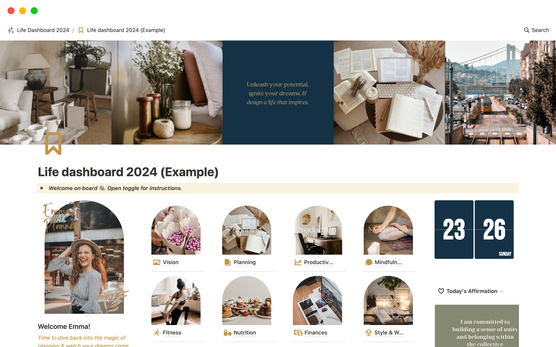 Life Dashboard 2024 | Notion Template
