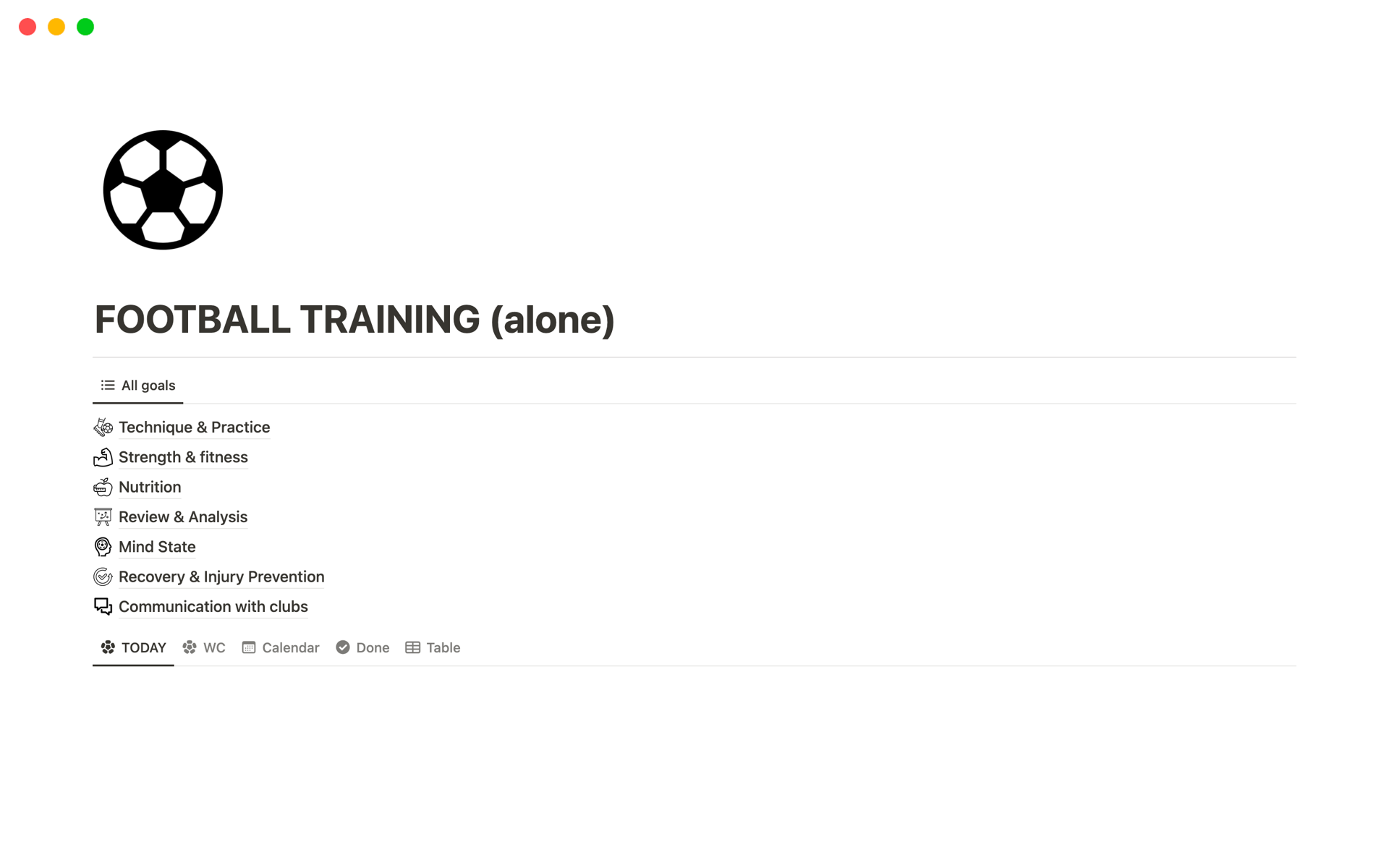 FOOTBALL TRAINING alone Notion Template football-training-alone-notion-template