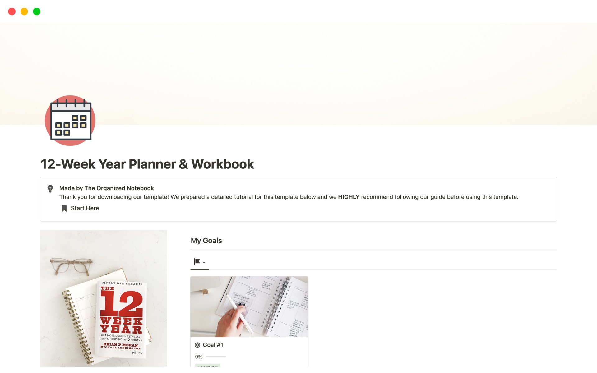 12-Week Year Planner & Workbook | Notion Template