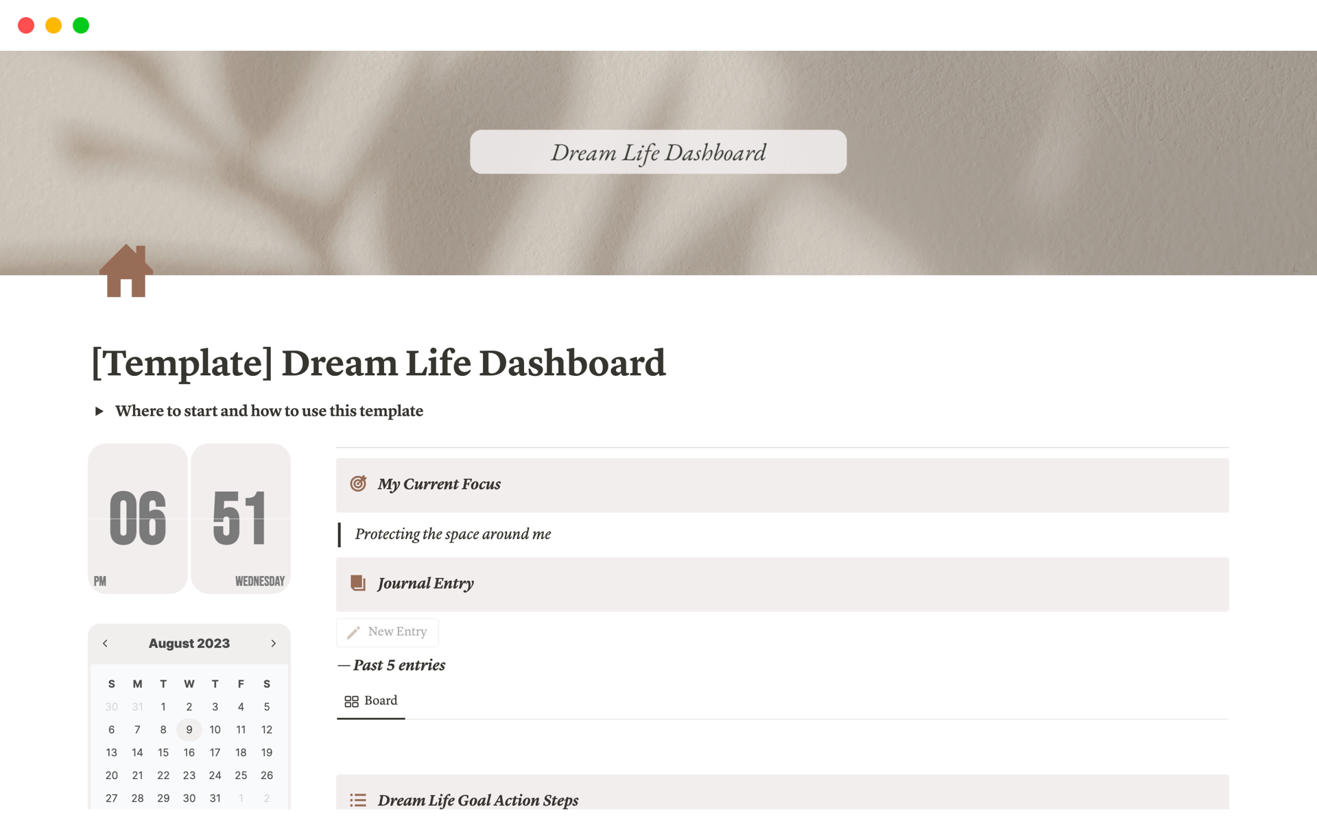 Dream Life Planner & Journal | Notion Template