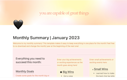 Monthly Summary Notion Template