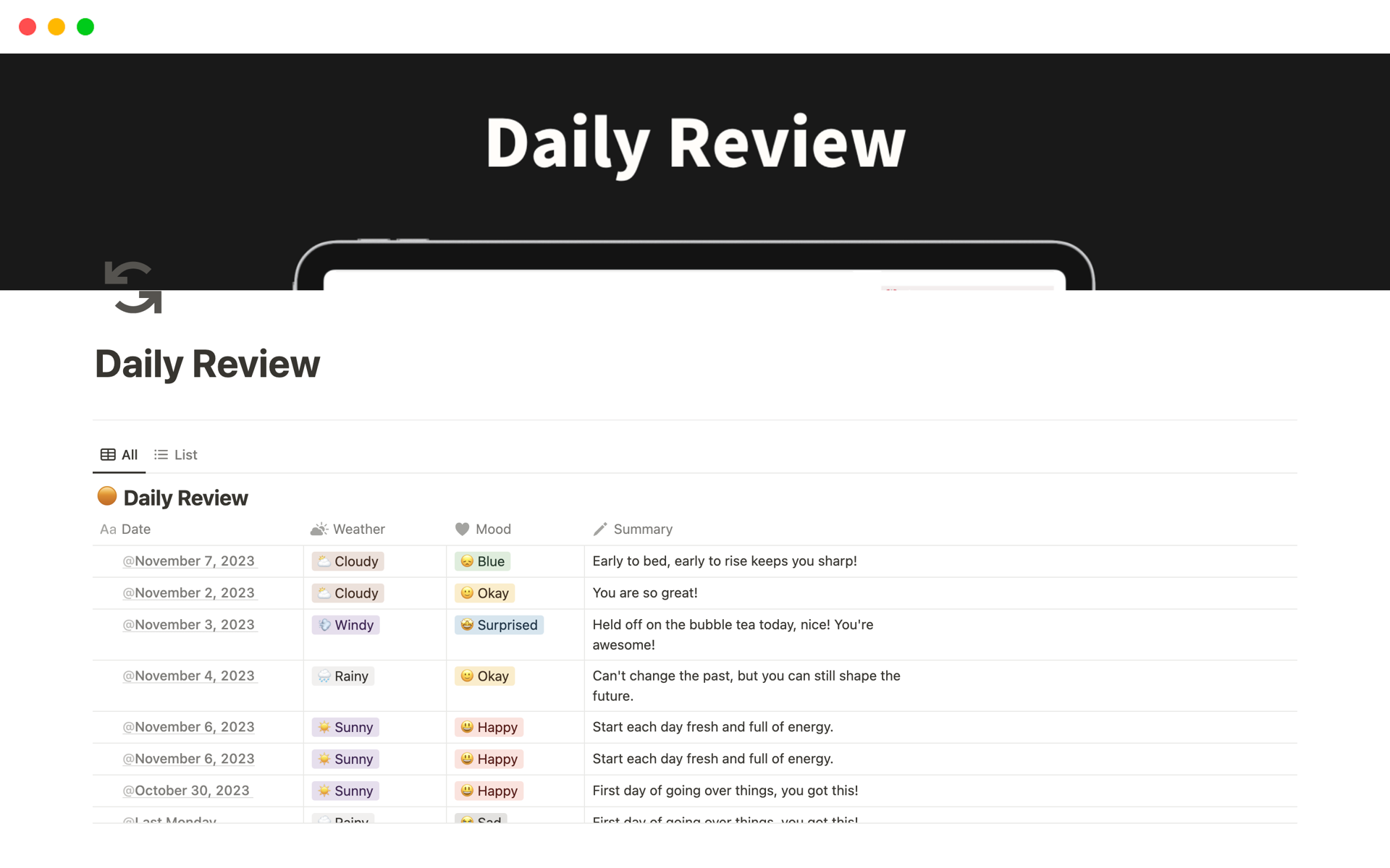 Daily Review | Notion Template Daily Review | Notion Template