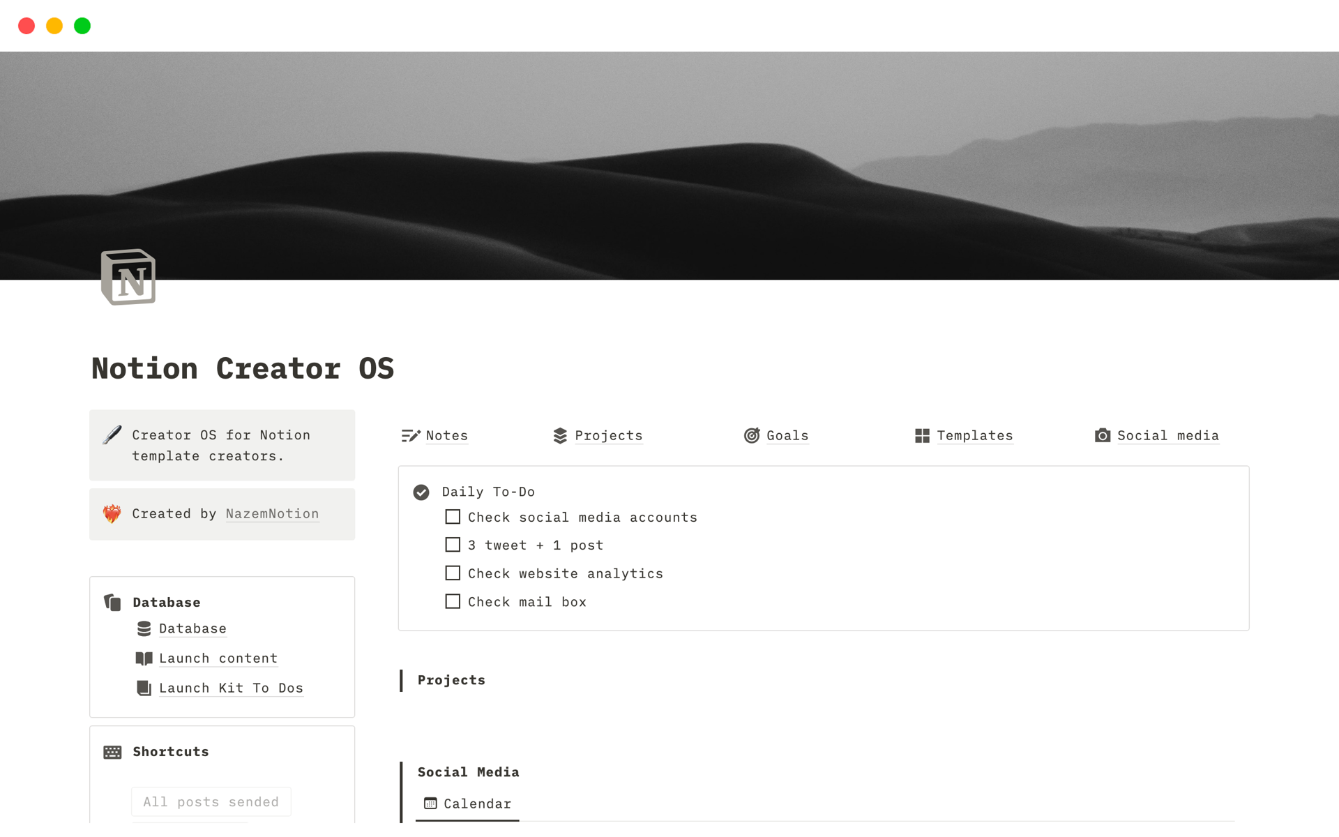 Notion Creator OS | Plantilla de Notion