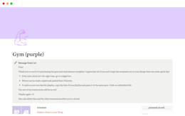 Gym Planner Notion Template