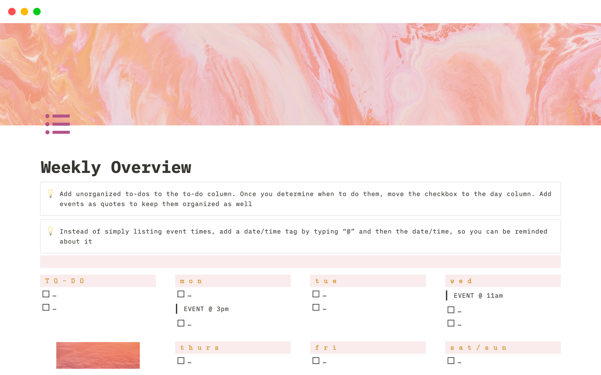 Weekly Overview | Notion Template